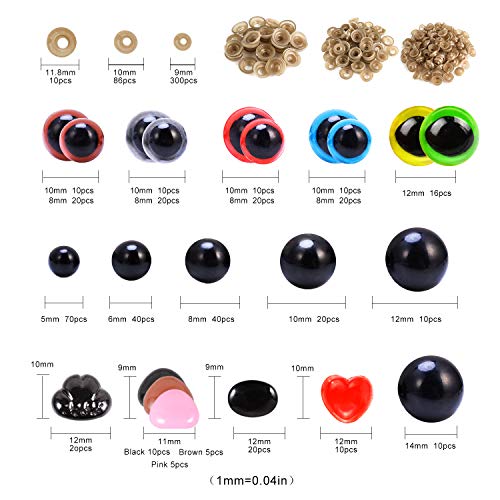 Safety Eyes and Noses, 792PCS Colorful Safety Eyes for Amigurumi with Washers for Crafts/Crochet/Stuffed Animals