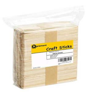 200 pcs natural wooden food grade craft sticks – ice cream stick – popsicle – 4.5 inch length – suit crafting, stirring, paddle, waxing, small ice pop stick for diy kids popcicle – apremont