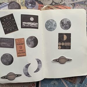 200pcs Aesthetic Stickers for Journaling - Vintage Scrapbook Stickers Journaling Supplies Space Moon Stickers Scrapbooking Supplies Paper for Witch Bullet Journals Supplies Kit Junk Journal Planners