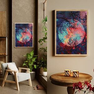 AIRDEA DIY 5D Diamond Painting Moon by Number Kits for Adults, Bright Moon Diamond Painting Kits Round Full Drill Diamond Art Kits Moon Night Picture Arts Craft for Home Wall Art Decor 11.8x15.8 inch