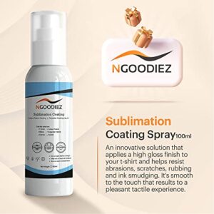 NGOODIEZ Sublimation Coating Spray for All Fabric, Including 100% Cotton, Polyester, T-shirts, Canva Coating Liquid- Quick Dry Formula, High Gloss Finished, 1 Step Process, Super Adhesion, 100ml