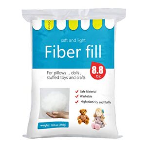 butuze polyester fiber, premium fiber fill, high resilience fill fiber, stuffing for small dolls part pillow comforter diy, 250g/8.8oz, recyclable