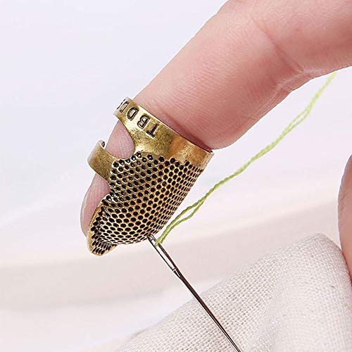 4 Pack Sewing Thimble Finger Protector, Adjustable Finger Metal Shield Protector Pin Needles Sewing Quilting Craft Accessories DIY Sewing Tools Needlework(2 Sizes)