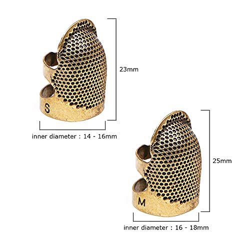 4 Pack Sewing Thimble Finger Protector, Adjustable Finger Metal Shield Protector Pin Needles Sewing Quilting Craft Accessories DIY Sewing Tools Needlework(2 Sizes)