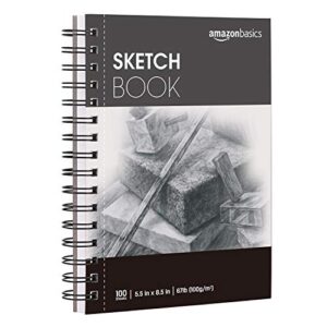 amazon basics sketch pad, 5.5″x8.5″, 67 lb. / 100 gsm, 100 sheets, white