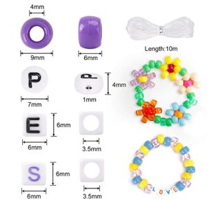 Quefe 3960pcs Pony Beads for Bracelet Making Kit 48 Colors Kandi Beads Set, 2400pcs Plastic Rainbow Bead Bulk and 1560pcs Letter Beads with 20 Meter Elastic Threads for Craft Jewelry Necklace