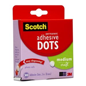 Scotch Adhesive Dots, Medium, 300 Dots/Pack, Easy Dispensing, Permanent, Photo-Safe (010-300M) (Packaging May Vary)