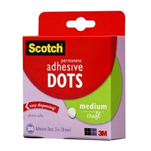 Scotch Adhesive Dots, Medium, 300 Dots/Pack, Easy Dispensing, Permanent, Photo-Safe (010-300M) (Packaging May Vary)