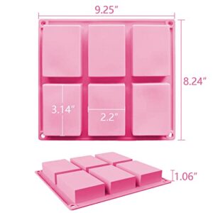 OBSGUMU 3 Pack Silicone Soap Molds,6 Cavities Flowers Soap Mold,Rectangle and Different Flower shapes, Perfect for Soap Making, Handmade Cake Chocolate Biscuit, Pudding (Pink)