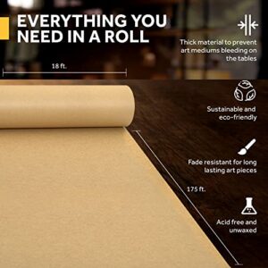 Brown Jumbo Kraft Paper Roll - 18" x 2100" (175') Made in The USA - Ideal for Packing, Moving, Gift Wrapping, Postal, Shipping, Parcel, Wall Art, Crafts, Bulletin Boards, Floor Covering, Table Runner