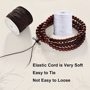 Stretchy String for Bracelets, 4 Rolls 1 mm Sturdy Elastic String Elastic Cord for Jewelry Making, Necklaces, Beading (2 Black+ 2 White)