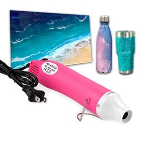 bubble removing tool for epoxy resin and acrylic art, diy glitter tumblers, specially-designed heat gun for making acrylic resin travel mugs tumblers to remove air bubbles (pink)