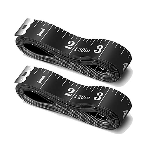 Tape Measure Body Measuring Tape, 120 Inch Soft Fabric Measuring Tape for Sewing Cloth Measurement, Double Scale Tailor Ruler for Weight Loss Medical Measurement Nursing Craft(2 Pack/Black)