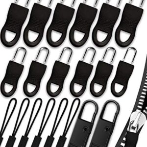 Zipper Pull, Universal Zipper Pull Replacement Kit, Removable Zipper Pulls Tab Replacement (20 Pcs), Black Zipper Pulls for Jackets, Luggage, Backpacks, Purses, Boots, Pants, Tents, (3 Styles 4 Sizes)