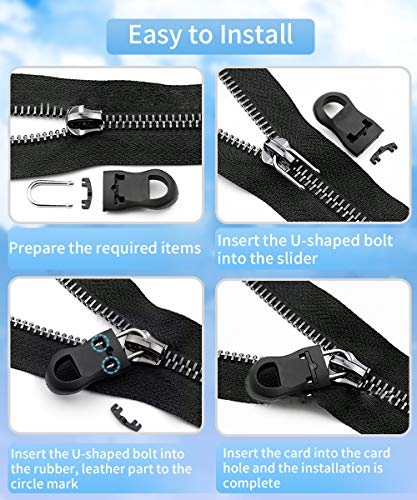 Zipper Pull, Universal Zipper Pull Replacement Kit, Removable Zipper Pulls Tab Replacement (20 Pcs), Black Zipper Pulls for Jackets, Luggage, Backpacks, Purses, Boots, Pants, Tents, (3 Styles 4 Sizes)