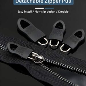 Zipper Pull, Universal Zipper Pull Replacement Kit, Removable Zipper Pulls Tab Replacement (20 Pcs), Black Zipper Pulls for Jackets, Luggage, Backpacks, Purses, Boots, Pants, Tents, (3 Styles 4 Sizes)