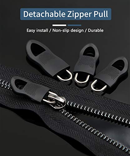 Zipper Pull, Universal Zipper Pull Replacement Kit, Removable Zipper Pulls Tab Replacement (20 Pcs), Black Zipper Pulls for Jackets, Luggage, Backpacks, Purses, Boots, Pants, Tents, (3 Styles 4 Sizes)