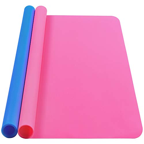 Silicone Mat, IKOCO 15.7"x 11.8" Clay Resin Art Mat for Playdoh A3 Large Nonstick Silicone Craft Sheet for Playdough Epoxy Resin Jewlery Casting