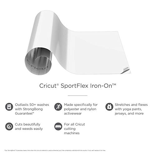 Cricut SportFlex Iron On Vinyl, DIY Supplies, 11.8” x 24” HTV Roll - White