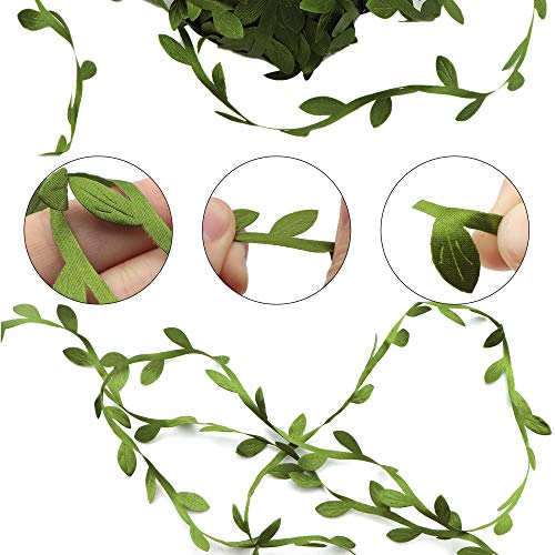 David accessories Olive Green Leaves Leaf Trim Ribbon -20 Yards - for DIY Craft Party Wedding Home Decoration (Olive Green)