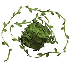 David accessories Olive Green Leaves Leaf Trim Ribbon -20 Yards - for DIY Craft Party Wedding Home Decoration (Olive Green)