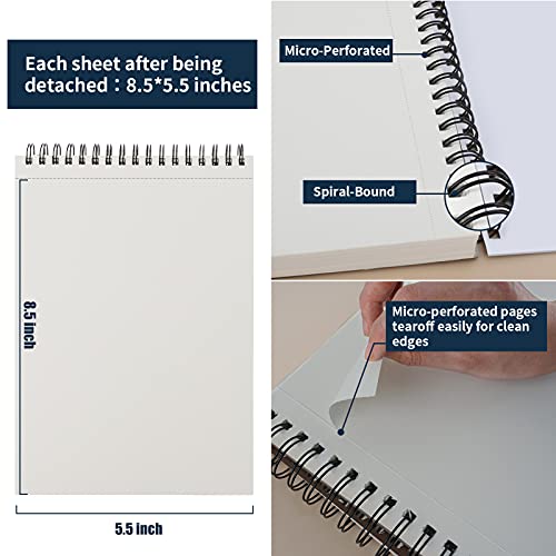 5.5" x 8.5" Sketchbook Set, Top Spiral Bound Sketch Pad, 2 Packs 100-Sheets Each (68lb/100gsm), Acid Free Art Sketch Book Artistic Drawing Painting Writing Paper for Beginners Artists