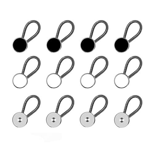 12pcs, Collar Extenders, Comfy & Premium Invisible Neck Extender, Adds 1 in Instantly, Button Extenders for Mens Dress Shirts Suits Trouser, Coat, Shirts (Black, White, Silver)