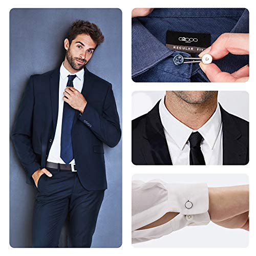 12pcs, Collar Extenders, Comfy & Premium Invisible Neck Extender, Adds 1 in Instantly, Button Extenders for Mens Dress Shirts Suits Trouser, Coat, Shirts (Black, White, Silver)