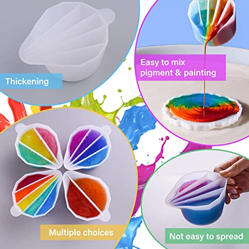 LET'S RESIN Silicone Split Cups,4Pcs Thicken&Rusable Resin Mixing Cups with 2-5Channels,Dividers Paint Pouring Supplies,Fluid Art for Resin Crafts,Acrylic Paint Pouring,Drawing