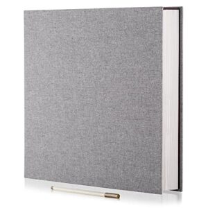 photo album self adhesive 3×5 4×6 5×7 6×8 8×10 8.5×11 11×10.6 magnetic scrapbook album diy length 11×10.6 inch 40 pages linen cover diy photo album with a metallic pen and diy accessories(gray)