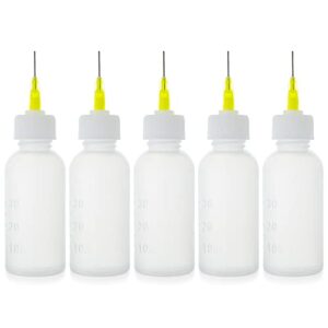 fjnatinh 30cc needle glue bottle, needle tip squeeze bottle, precision tip applicator bottles, 5 pack