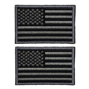 2 pieces tactical usa flag patch -black & gray- american flag us united states of america military uniform emblem patches (2 packs)