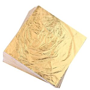 100pcs imitation gold leaf for arts, gilding crafting, painting, furniture decoration, imitation gold foil sheets 5.5″ x 5.5″ (gold-100pcs)