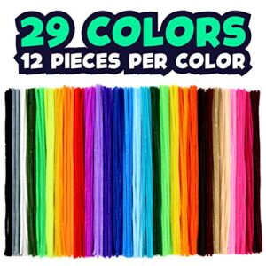 Carl & Kay 348 Pipe Cleaners & 48 Googly Eyes - Chenille Stems Pipe Cleaners Craft - Colorful Pipe Cleaners for Crafts - Colored Pipe Cleaners for Kids - Bulk Pipe Cleaners - Soft Fuzzy Chenille Stems