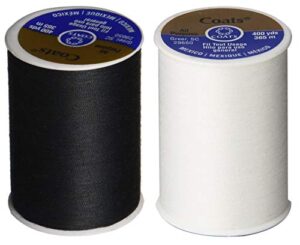 2-pack – black & white – coats & clark dual duty all-purpose thread – one 400 yard spool each of black & white