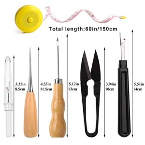 Upholstery Repair Sewing Kit Heavy Duty Sewing Kit with Sewing Awl, Seam Ripper, Hand Sewing Stitching Needles, Sewing Thread, Leather Craft Tool Kit for Shoes Sofa Tent Carpet Leather Craft DIY