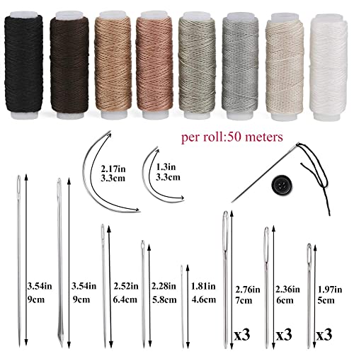 Upholstery Repair Sewing Kit Heavy Duty Sewing Kit with Sewing Awl, Seam Ripper, Hand Sewing Stitching Needles, Sewing Thread, Leather Craft Tool Kit for Shoes Sofa Tent Carpet Leather Craft DIY