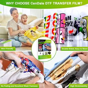 CenDale DTF Transfer Film - A4(8.3" x 11.7") 30 Sheets Double-Sided Matte Clear PreTreat Sheets- PET Heat Transfer Paper for DYI Direct Print on T-Shirts Textile