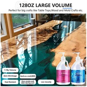 Teexpert Crystal Clear Epoxy Resin Kit 1 Gallon Self-Leveling Coating and Casting Resin, High-Gloss & Bubbles Free Resin and Hardener Kit for DIY Art, Jewelry, Table Top, Molds, Wood 1:1 Ratio