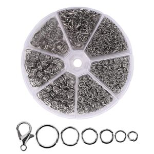 mr. pen- open jump rings, silver, 1014 pcs, 6 sizes open jump rings for jewelry making, silver jump rings and lobster clasps, jewelry jump rings silver, o rings for jewelry making