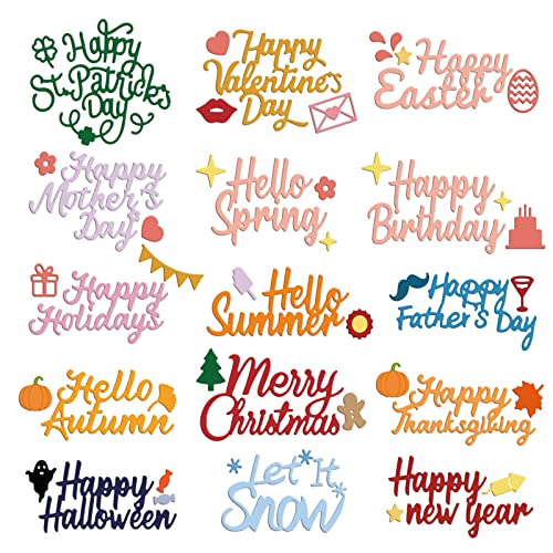 INFUNLY Word Die Cuts for Card Making St. Patricks Day Metal Cutting Dies Happy Easter Word Cut Die Holiday English Words Die Cuts for DIY Scrapbooking Photo Album Paper Decorative Happy Birthday