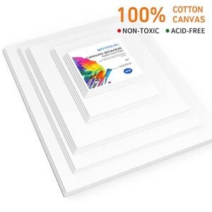 GOTIDEAL Canvases for Painting, 18 Pack Canvas Boards Multipack 4x4", 5x7", 8x10", 9x12",11x14",Primed White Blank Artist Canvas Panels Variety Pack for Acrylic Paint, Oil Paint, Watercolor, Gouache