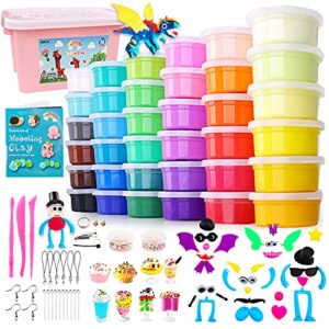 holicolor air dry clay kit, 36 colors clay ultra light modeling clay for kids with accessories, tools and tutorials, arts and crafts gift for kids