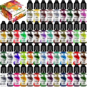 alcohol ink set – 48 bottles vibrant colors high concentrated alcohol-based ink, concentrated epoxy resin paint colour dye, great for painting,resin petri dish, coaster,tumbler cup making,(10ml each)