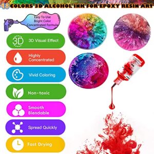 Alcohol Ink Set – 48 Bottles Vibrant Colors High Concentrated Alcohol-Based Ink, Concentrated Epoxy Resin Paint Colour Dye, Great for Painting,Resin Petri Dish, Coaster,Tumbler Cup Making,(10ml Each)