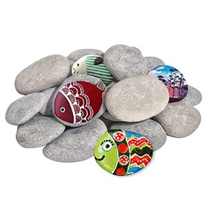 daltack 15pcs large rocks to paint,river rocks for painting, 2″-3″ inches diy flat stones to paint，hand selected rocks for painting