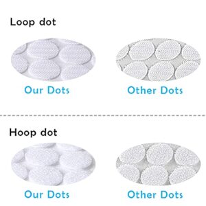 Self Adhesive Dots, 1000Pcs(500 Pair Sets) 0.59 Inch Diameter Strong Self Adhesive Dots for Classroom Nylon Sticky Back Coins Hook Loop Strips, Small Circle Dots Stickers Tapes, White