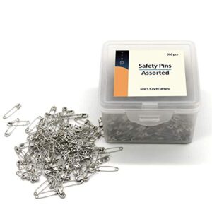 500 Pack Safety Pin,1.5Inch/38mm Safety Pins Bulk,Safety Pin Size 2,Small Safety Pins with a Convenient Box,Safety Pins for Clothes Home Office