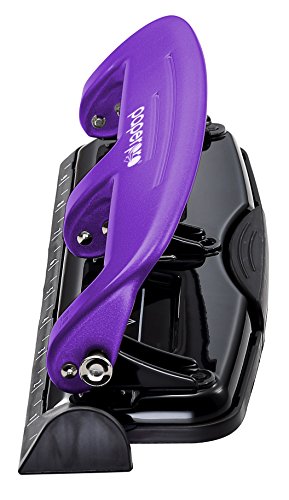 Bostitch Office EZ Squeeze Reduced Effort 3-Hole Punch, 12 Sheets, Purple (2105), 1.6" x 3" x 11"