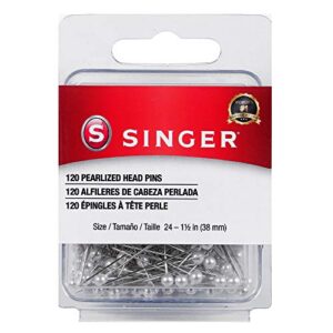 singer 07051 pearlized head straight pins, size 24, 120-count, white